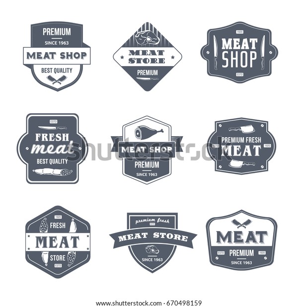 Meat Shop Vector Set Vintage Logo: vetor stock (livre de direitos ...