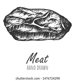 Ham Slice Drawing Hand Drawn Hamon: ภาพประกอบสต็อก 1210033408
