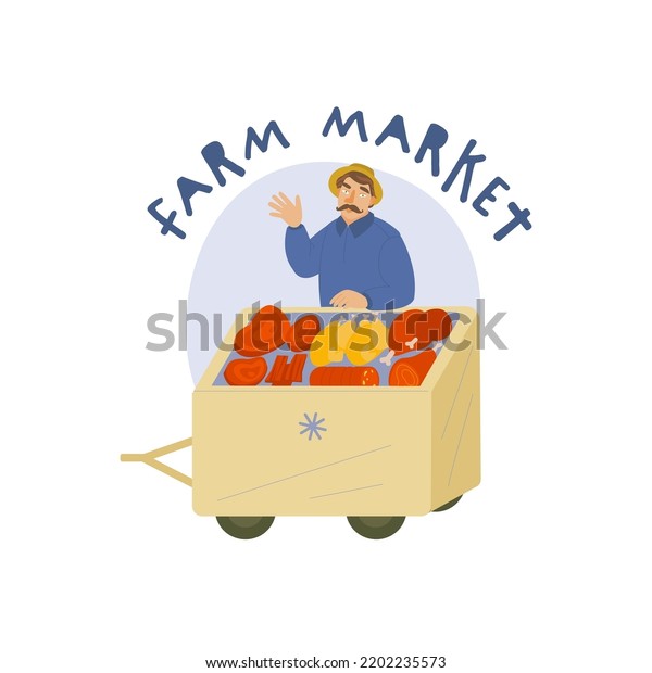 Meat Stall Salesman Behind Counter Sells Stock Vector (Royalty Free ...