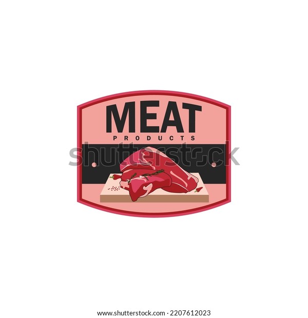 Meat Sticker Label Template Design Isolated Stock Vector (Royalty Free ...