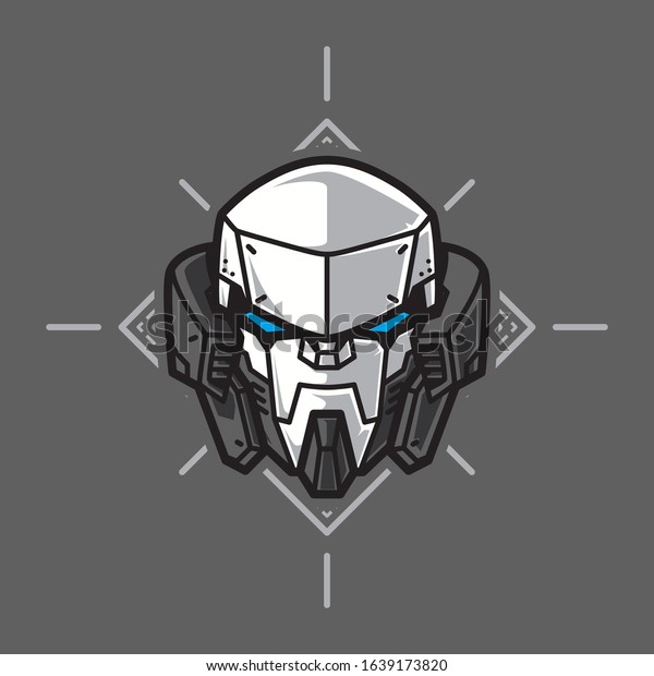 Mecha Head Mascot Logo Geometrical Background Stock Vector (Royalty ...