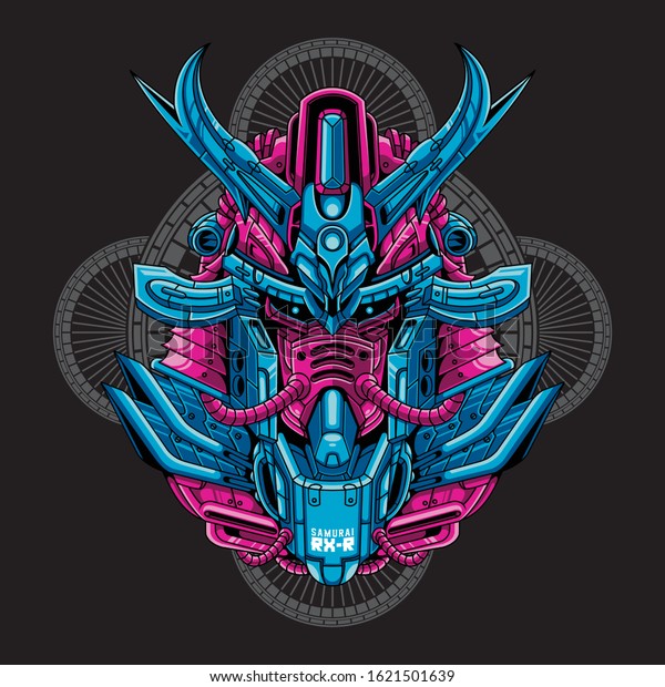 Mecha Head Samurai Sacred Geometry Pattern Stock Vector (Royalty Free ...