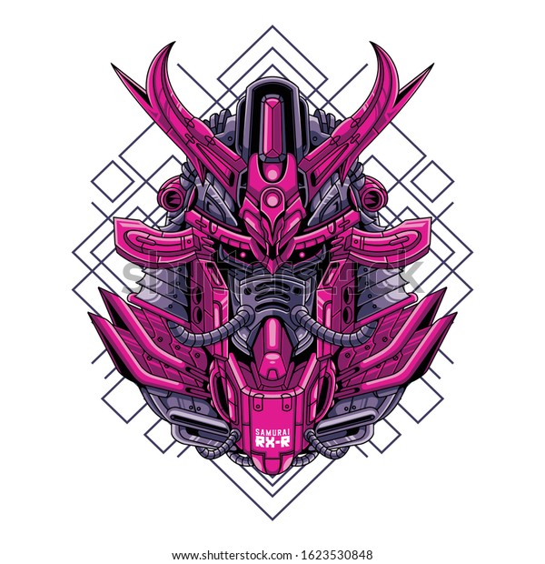 Mecha Head Samurai Sacred Geometry Pattern Stock Vector (Royalty Free ...