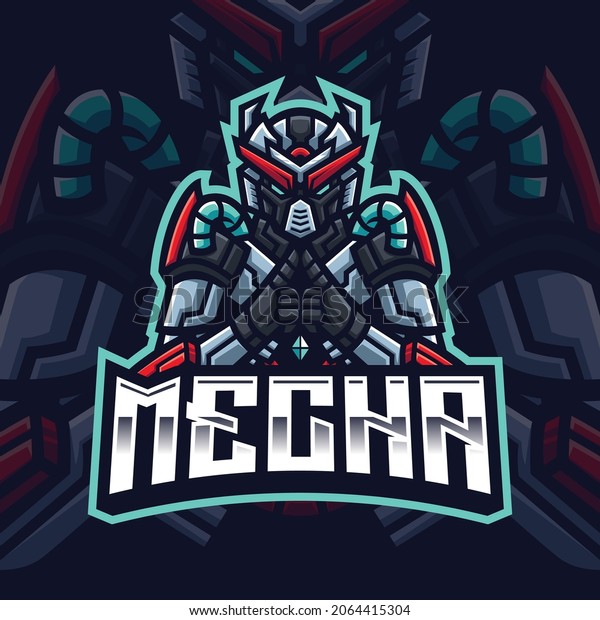 Mecha Robot Mascot Gaming Logo Template Stock Vector (Royalty Free ...