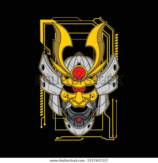 Mecha Samurai Head Commercial Use Stock Vector (Royalty Free ...
