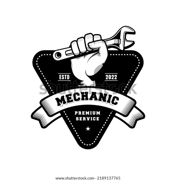 Mechanic Badge Logo Design Retro Style Stock Vector (Royalty Free ...