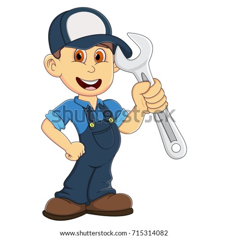 Mechanic Cartoon Vector Illustration Stock-Vektorgrafik (Lizenzfrei ...