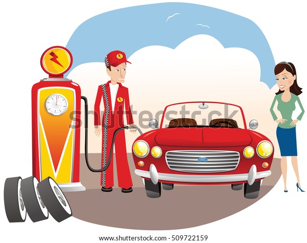 Mechanic Filling Auto Gas Stock Vector (Royalty Free) 509722159 ...