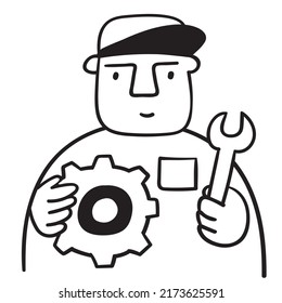 Mechanic Handyman Outline Vector Icon Simple Stock Vector (Royalty Free ...