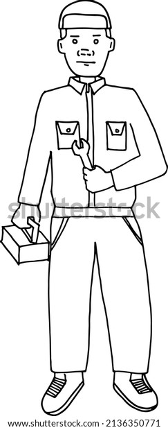 Mechanic Man Vector Illustration White Background Stock Vector (Royalty ...