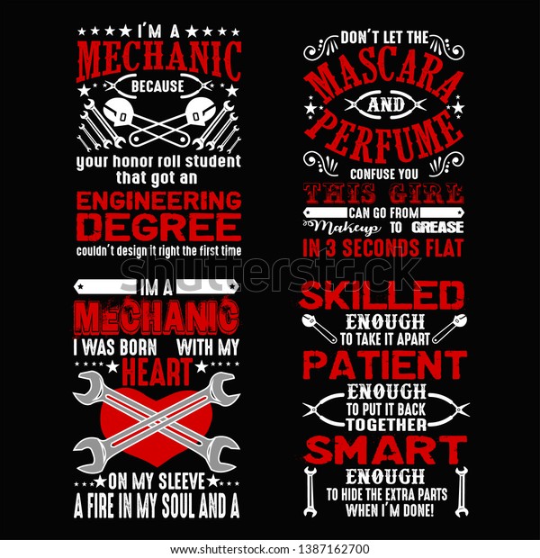 Mechanic Quote Saying Set Stock Vector (Royalty Free) 1387162700 ...