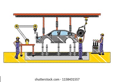 Mechanic Worker Assembly Car Machine Stock Vector (Royalty Free ...