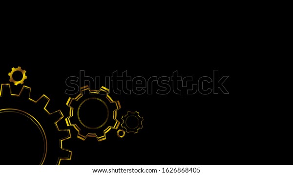 Mechanical Abstraction Dark Black Background Golden : image vectorielle ...