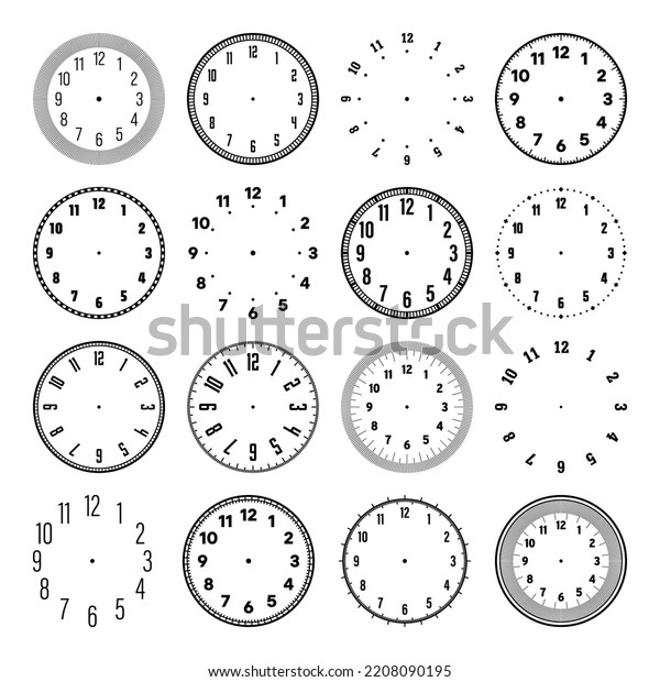 Mechanical Clock Faces Arabic Numerals Bezel Stock Vector (Royalty Free ...
