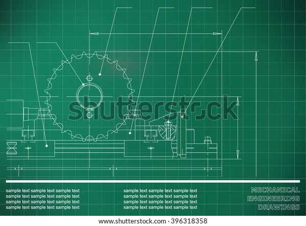 Mechanical Drawings On Green White Background Stock Vector (Royalty ...