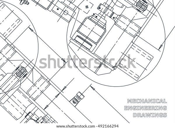 Mechanical Engineering Drawing Blueprints Stock Vector (Royalty Free ...
