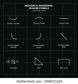 Mechanical Engineering Drawing Symbol Design Elements Stock Vector ...