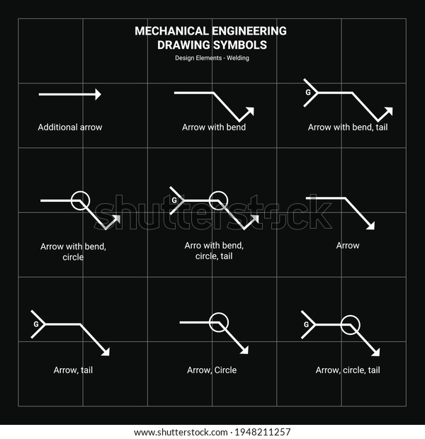 Mechanical Engineering Drawing Symbol Design Elements: เวกเตอร์สต็อก ...