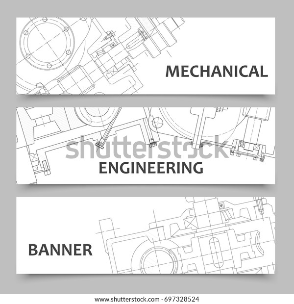 Mechanical Engineering Drawings Banner Vector Engineering Stock Vector ...
