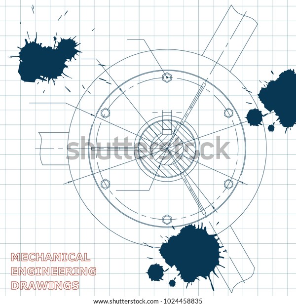 Mechanical Engineering Drawings Engineering Draft Ink Stock Vector ...