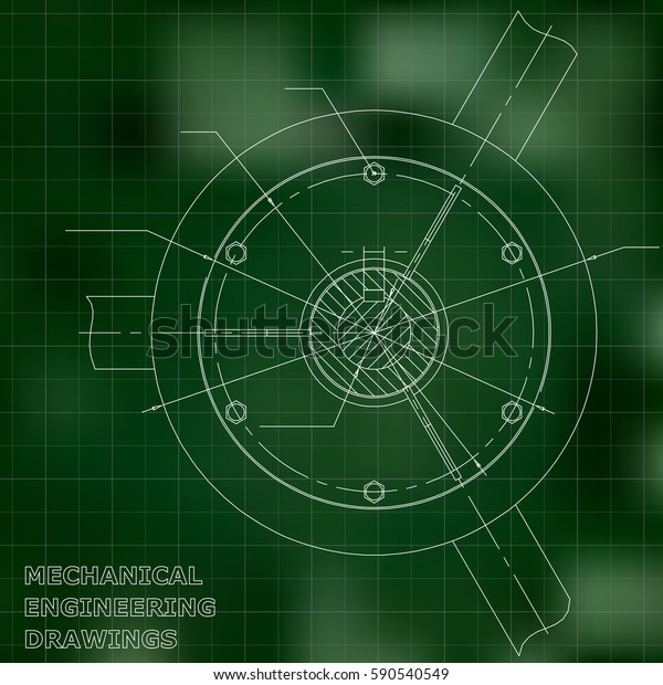 Mechanical Engineering Drawings Engineering Green Grid Stock Vector ...