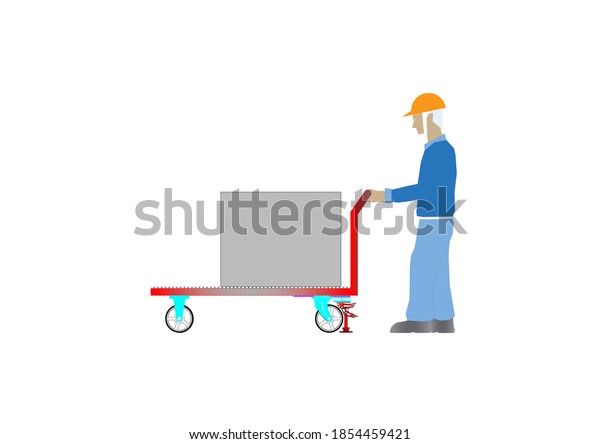 Mechanical Engineering Drawings Simulation Trolley Goods Stock Vector ...