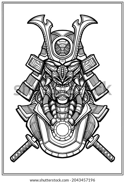 Mechanical Face Dark Japanese Cyborg Sharp Stock Vector (Royalty Free ...