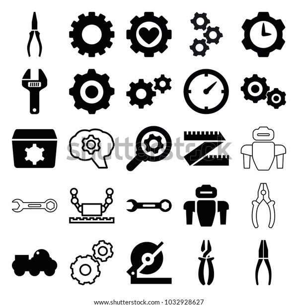 Mechanical Icons Set 25 Editable Filled Stock Vector (Royalty Free ...