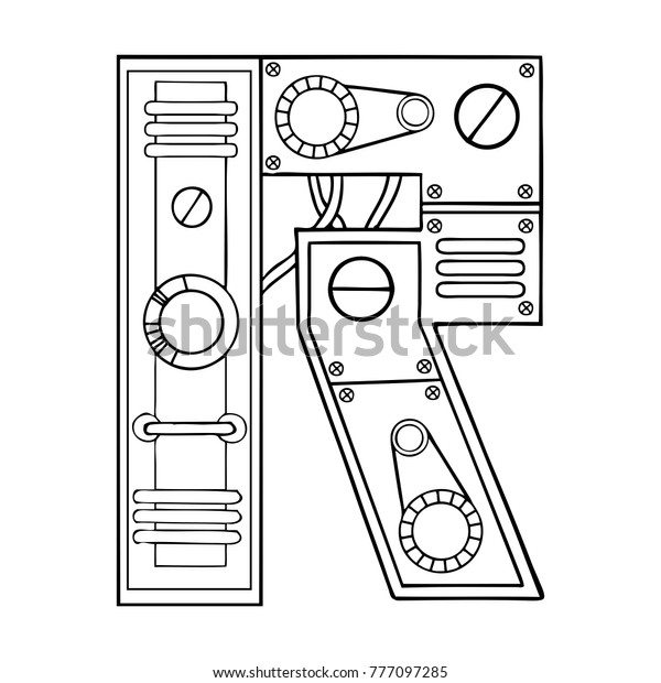 Mechanical Letter R Engraving Vector Illustration Stock Vector (Royalty ...
