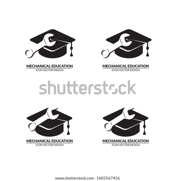 Mechanical Logo Icon Graduation Cap Spanner Stock Vector (Royalty Free ...