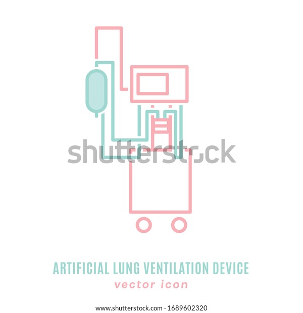 Mechanical Lung Ventilation Machine Icon Pulmonary Stock Vector ...