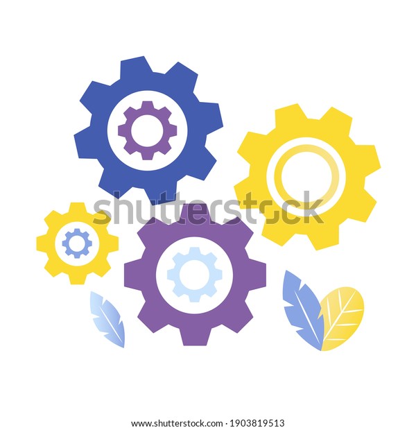 Mechanism Gears Close Rotating Vector Cartoon Stock Vector (Royalty ...