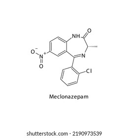Meclonazepam Molecule Flat Skeletal Structure Benzodiazepine Stock ...