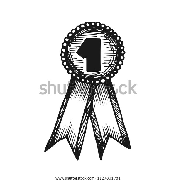 Medal Winner Ribbon Vector Sketch Isolated Stock Vector (Royalty Free ...