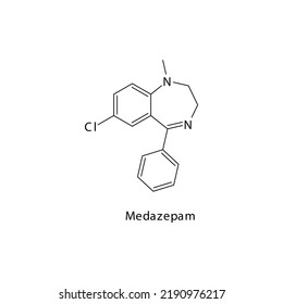 Medazepam Molecule Flat Skeletal Structure Benzodiazepine Stock Vector ...