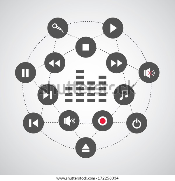 Media Button Symbol Circle Diagram Stock Vector (Royalty Free ...