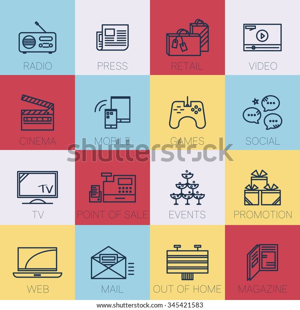 Media Channel Advertising Concept Vector Thin Stock Vector (Royalty ...