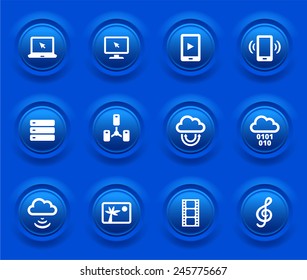 Media Computer Technology On Blue Bevel Stock Vector (Royalty Free ...