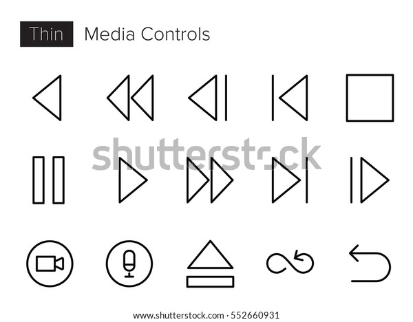 Media Controls Line Vector Icons Set Stock Vector (Royalty Free ...