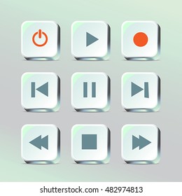 Media Player Control App Buttons Color Stock Vector (Royalty Free ...