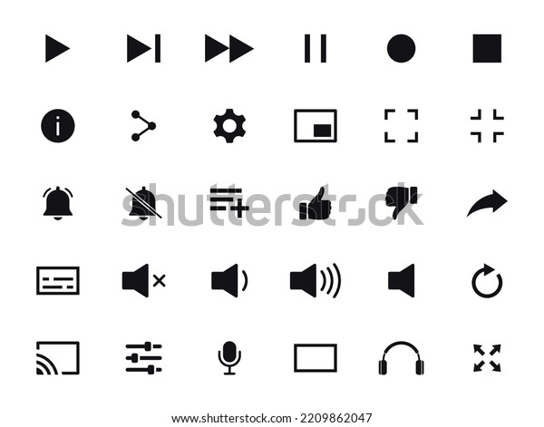 Media Player Icon Set Video Player Stock Vector (Royalty Free ...