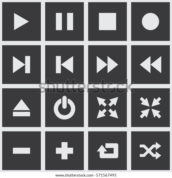 Media Player Square Icon Set Web Stock Vector (Royalty Free) 571567495 ...