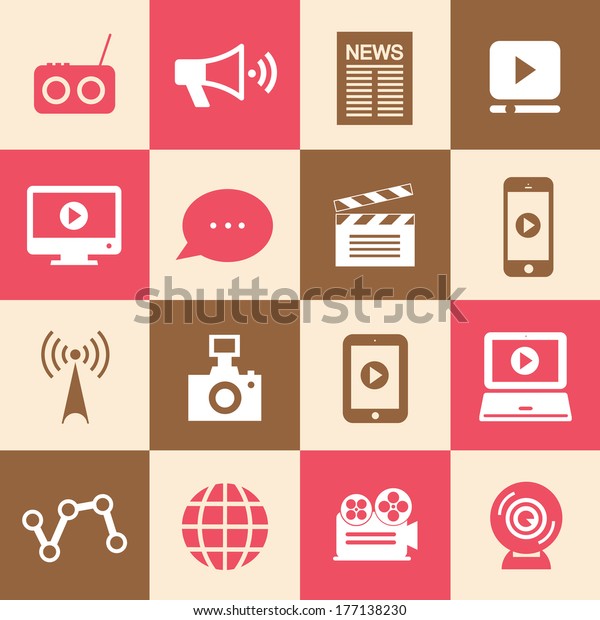 Media Symbol Set Use Stock Vector (Royalty Free) 177138230