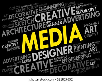 Media Word Cloud Creative Business Concept Stock Vector (Royalty Free ...