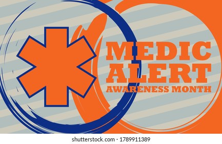 Medic Alert Awareness Month August Poster Stock Vector (Royalty Free ...