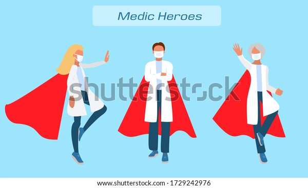 Medic Hero Set Doctor Charachters Superhero Stock Vector (Royalty Free ...
