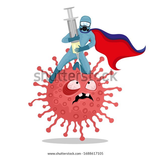 Medic Super Hero Syringe Defeats Virus Stock Vector (Royalty Free ...