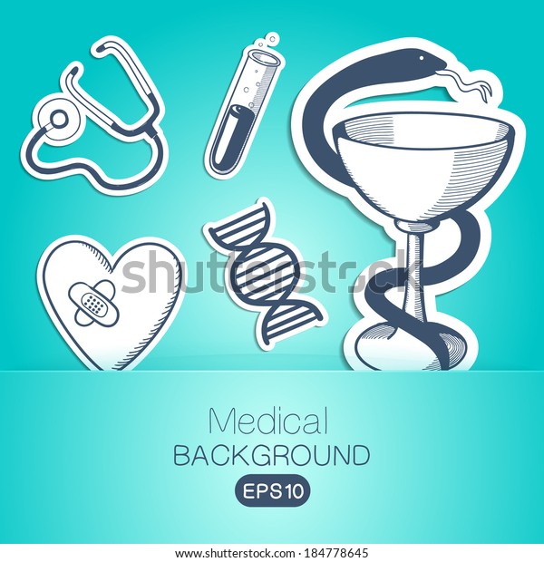 Medical Background Sketch Sticker Vector Elements Stock Vector (Royalty ...