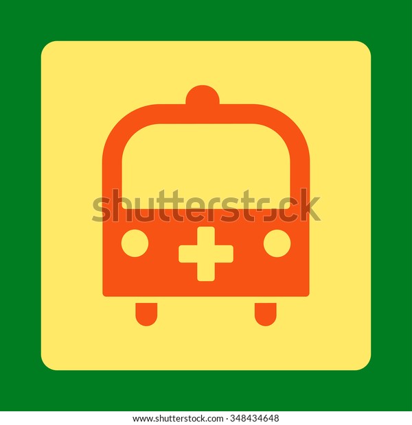 Medical Bus vector icon. Style is flat rounded square button, orange ...