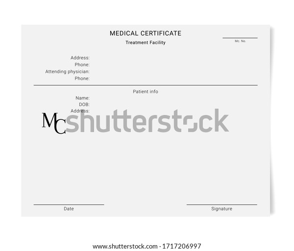 Medical Certificate Template Blank Form Health: เวกเตอร์สต็อก (ปลอดค่า ...